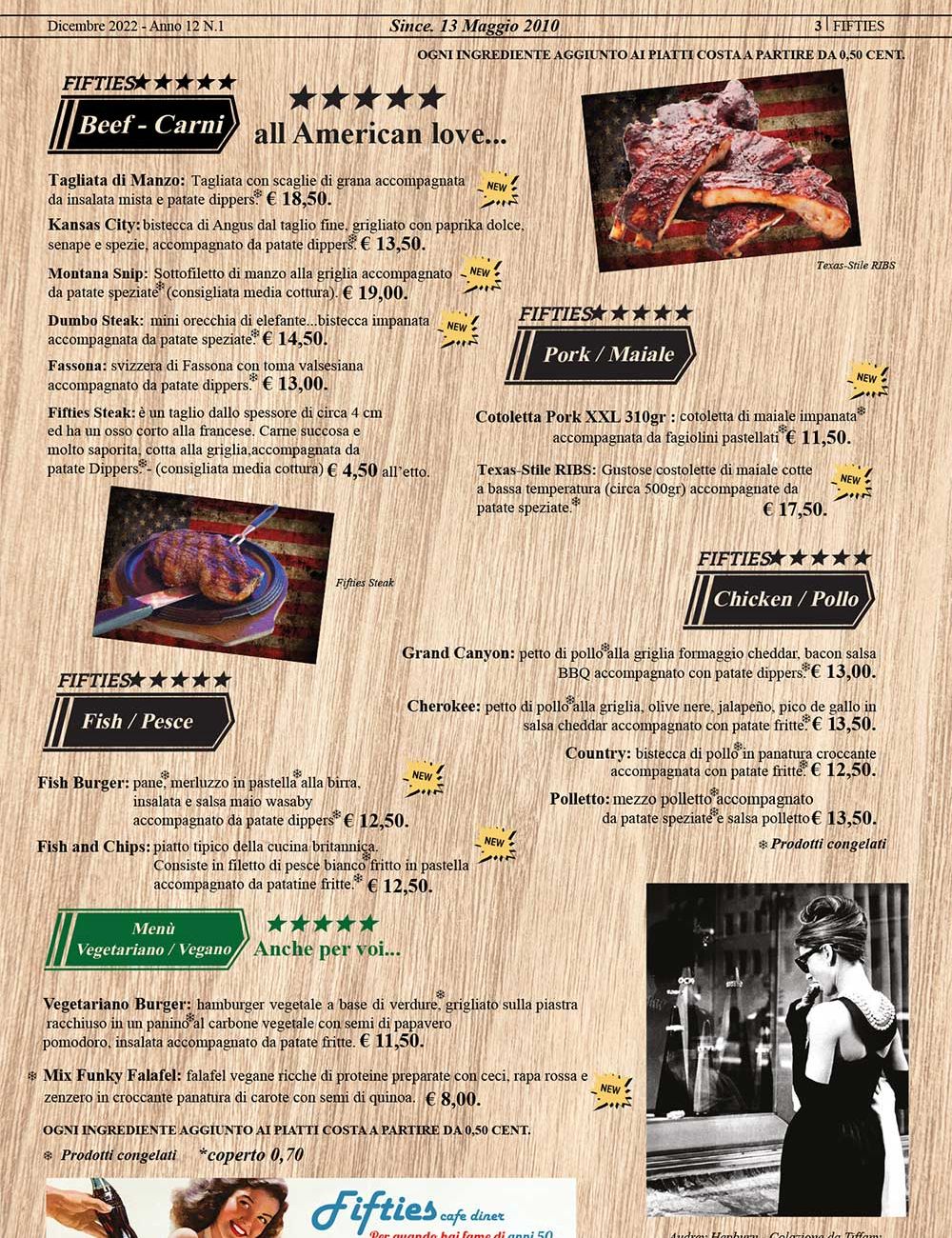 Menù - Fifties Café Diner