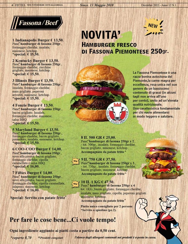 Menù - Fifties Café Diner